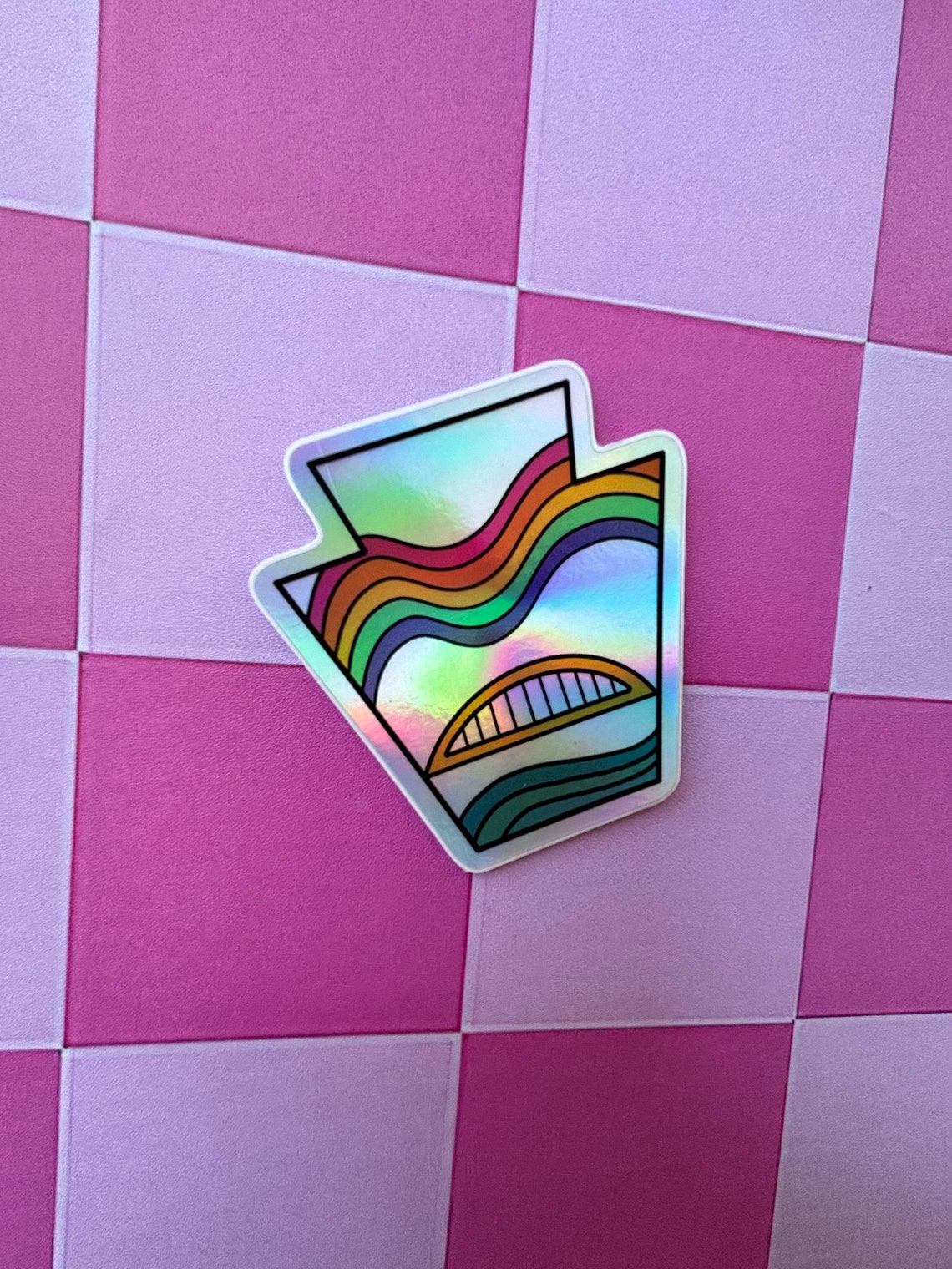 Keystone Holographic Rainbow Bridge Sticker - Etsy