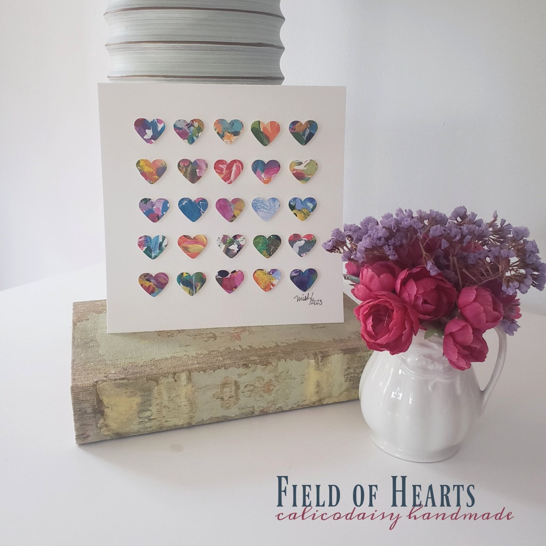 Field of Hearts - Abstract Heart Collage Original Art – 8 X 8 - Etsy