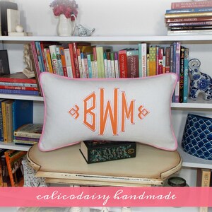 Applique Monogram Long Lumbar Pillow Cover - 12 X Various Lengths - Etsy