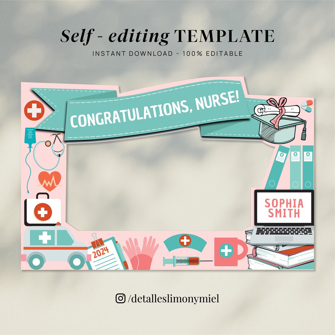 Graduation Selfie Sign Digital Downloadable for Nurse Party Photos ...