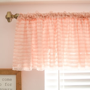 Blush Pink Valance Ruffle Curtain for Home Decor, Bohemian Curtains ...