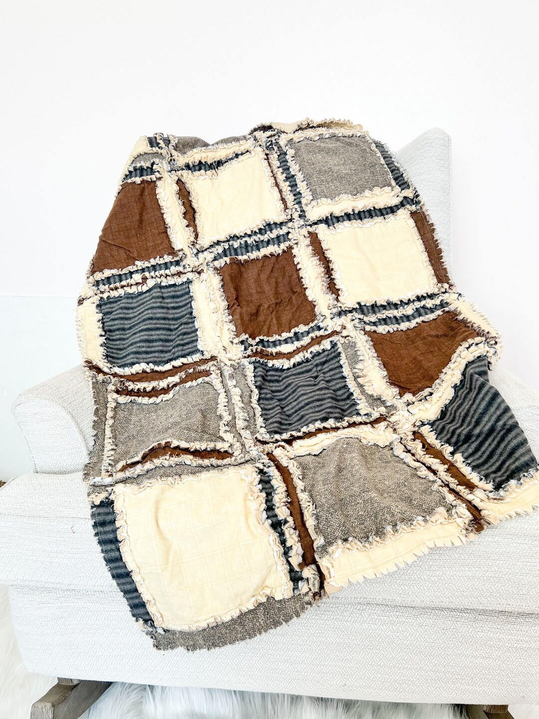 Baby Boy Rag Quilt, Baby Rag Quilt Boys Bedding, Plaid Baby Blanket ...