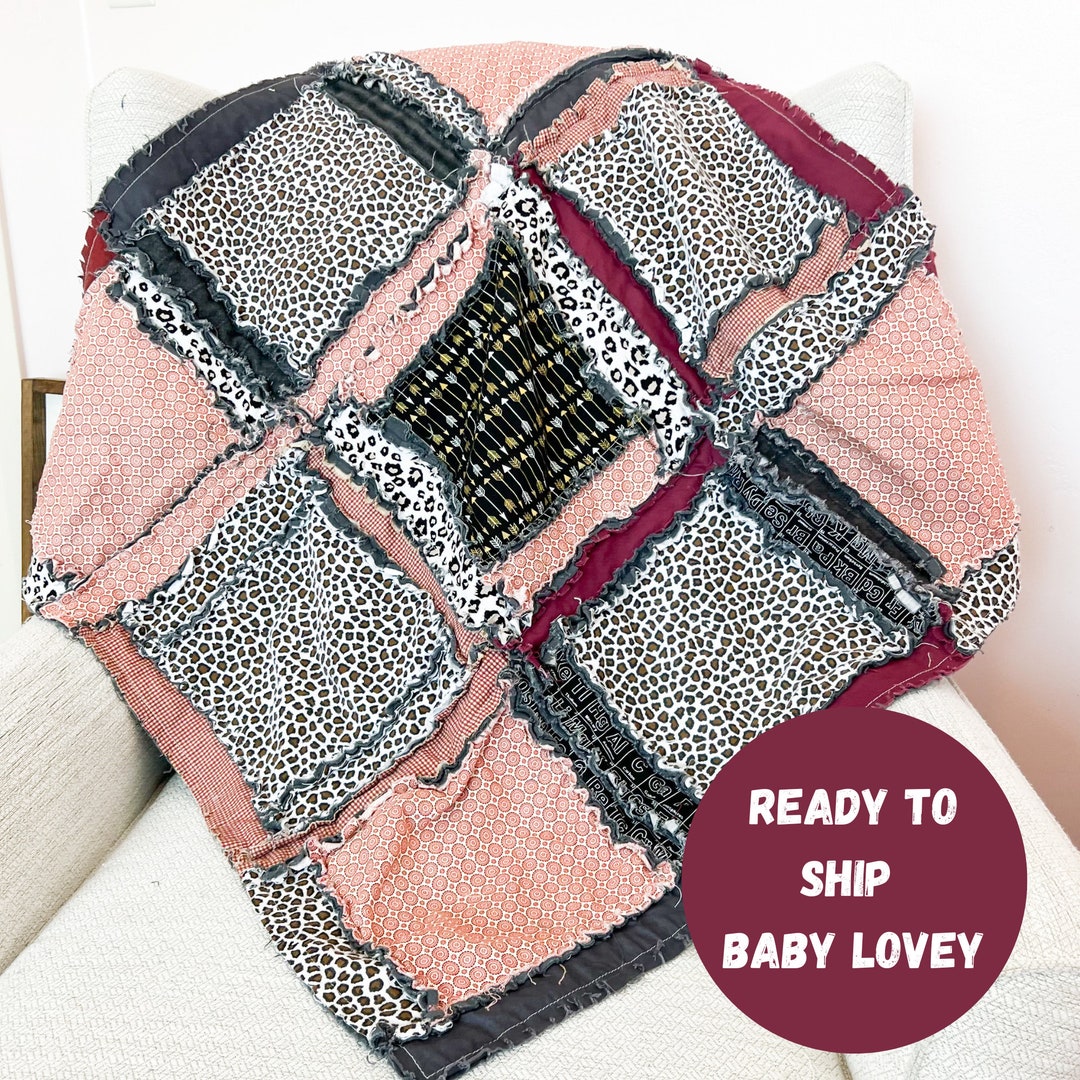 Leopard Print Baby Lovey Baby Girl Rag Quilt, Girls Quick Ship Quilts ...