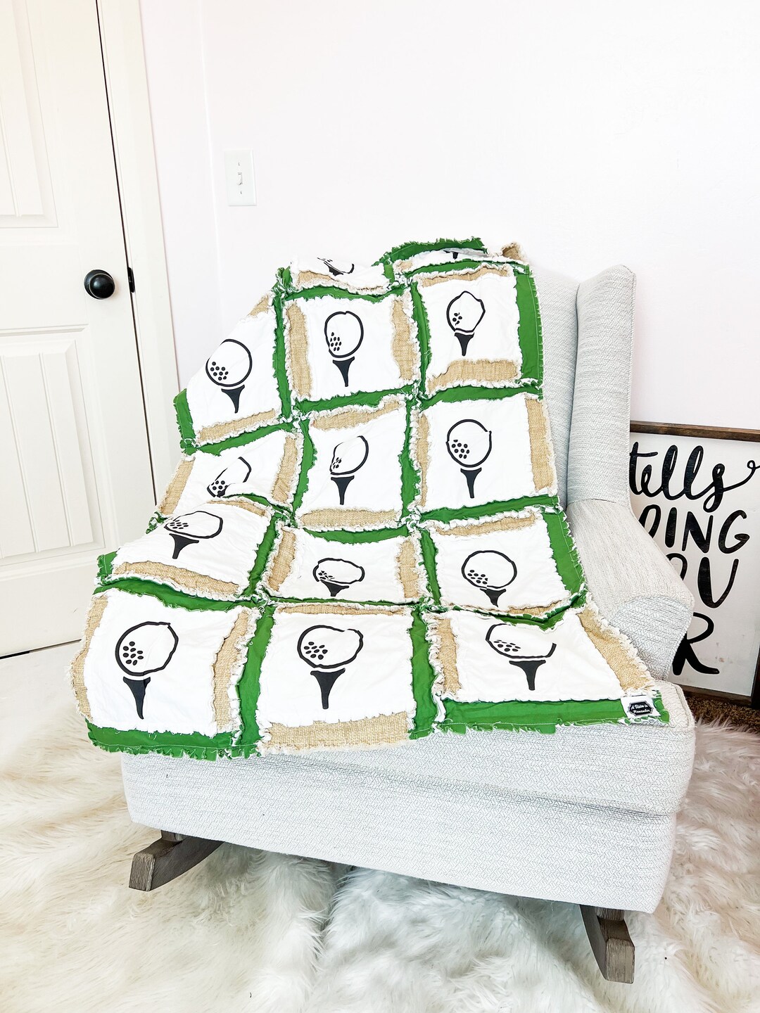 Baby Rag Quilt, Golf Baby Blanket for Golf Lover, Sports Theme Rag ...