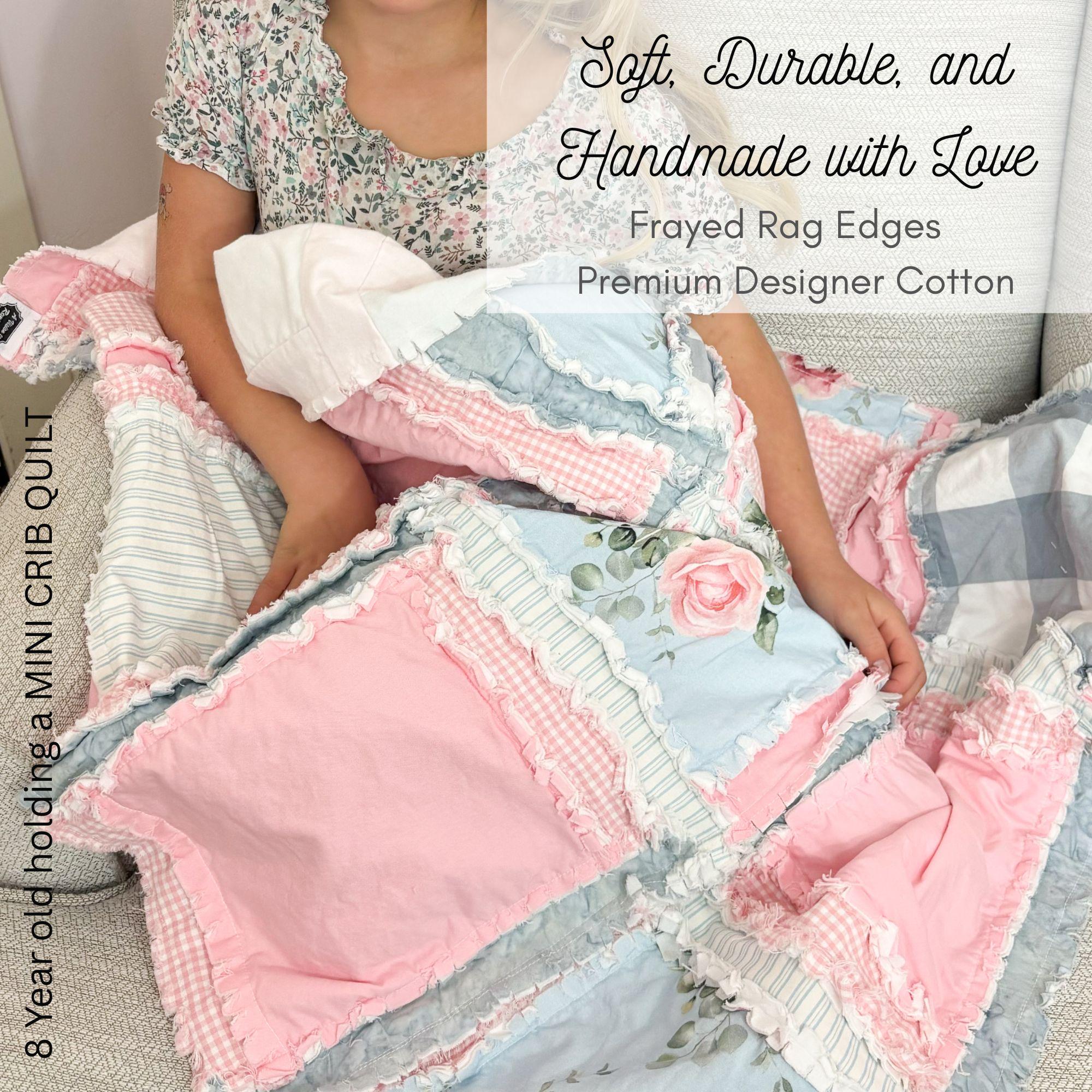 Shabby Rag Quilt Light Blue Comforter | Available in King, Queen, Full ...
