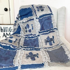 Airplane Quilt Baby Rag Quilt, Boy Crib Bedding, Navy Blue and Gray ...