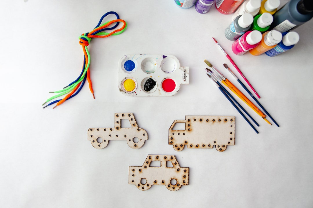 Trucks and Cars Toys Lacing Card, Kids Lacing Toy, Pickup and Vehicles ...