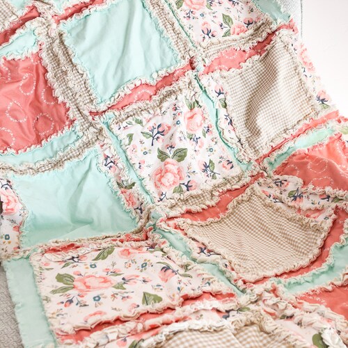Rag Quilt for Baby Pink Crib Bedding Light Pink and Gray With - Etsy