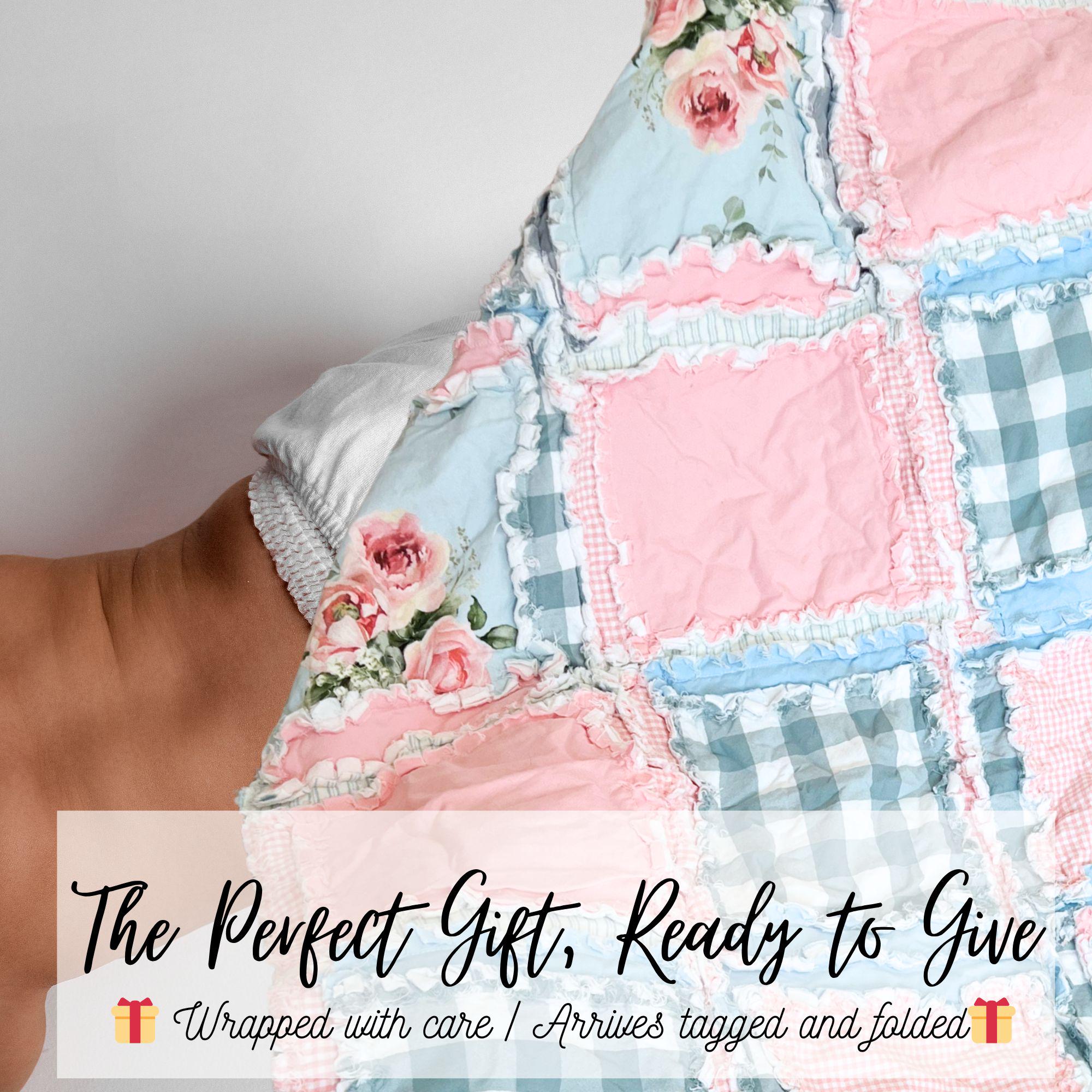 Shabby Rag Quilt Light Blue Comforter | Available in King, Queen, Full ...