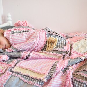 Pink Comforter Rag Quilts for Sale, Toddler Bedding Girl, Twin Bed ...