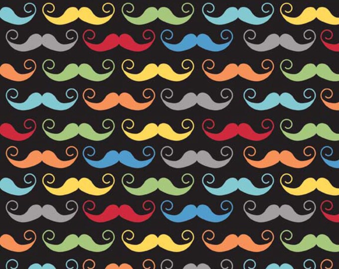 Mustache Fabricblack Riley Blake Designs geekly - Etsy