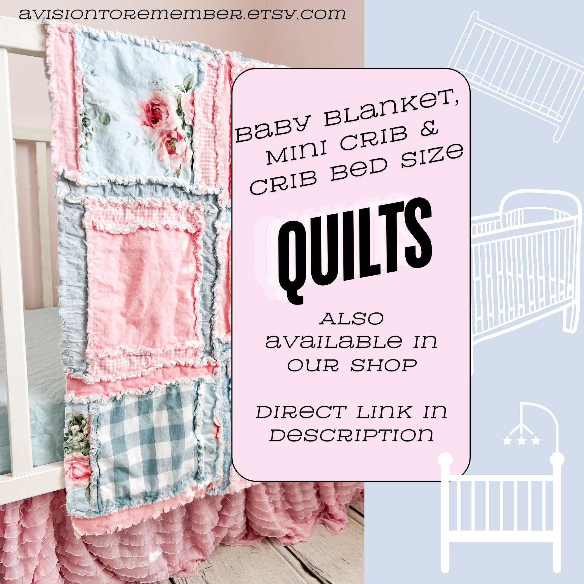 Shabby Rag Quilt Light Blue Comforter | Available in King, Queen, Full ...