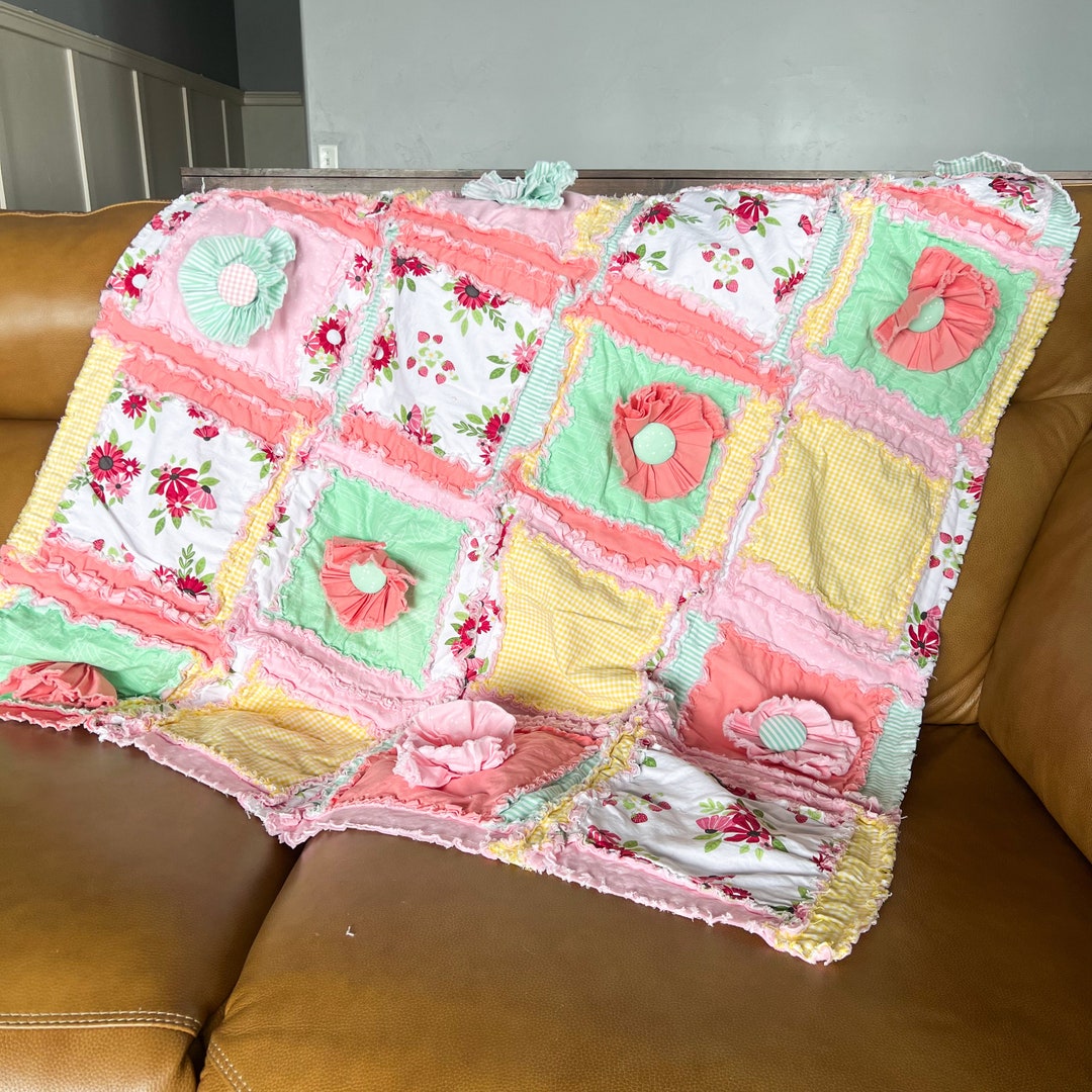 Pink Comforter Baby Girl Rag Quilts for Sale, Toddler Bedding & Nursery ...