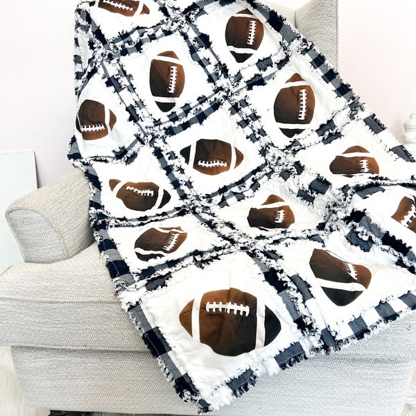 Baby Boy Football Rag Quilt - Etsy