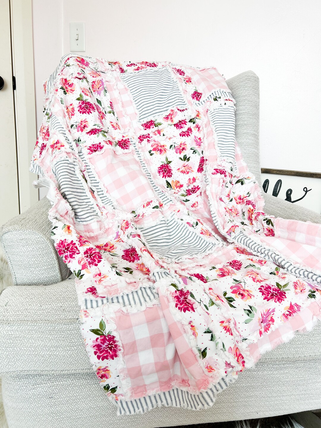 Flower Comforter Twin Bedspread and Toddler Bedding Girl, Big Handmade ...