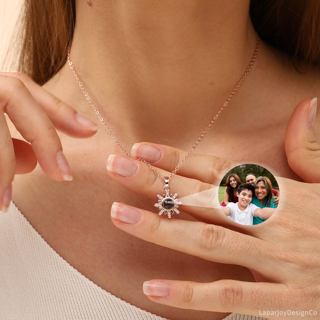 Sun Projection Photo Necklace, Custom Picture Inside Necklace, Photo ...
