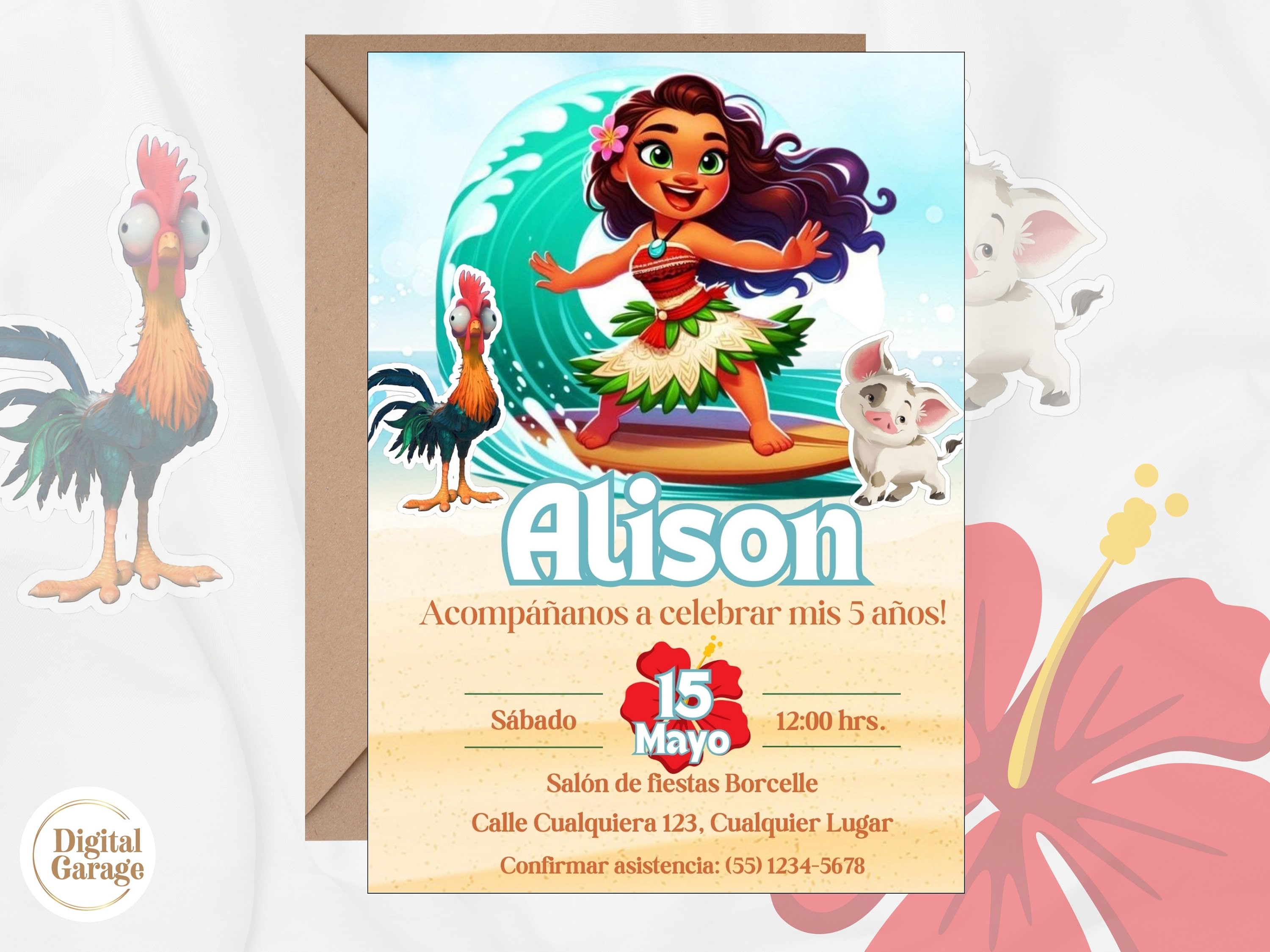 Moana Invitación De Cumpleaños. Birthday Invitation. Invitación ...