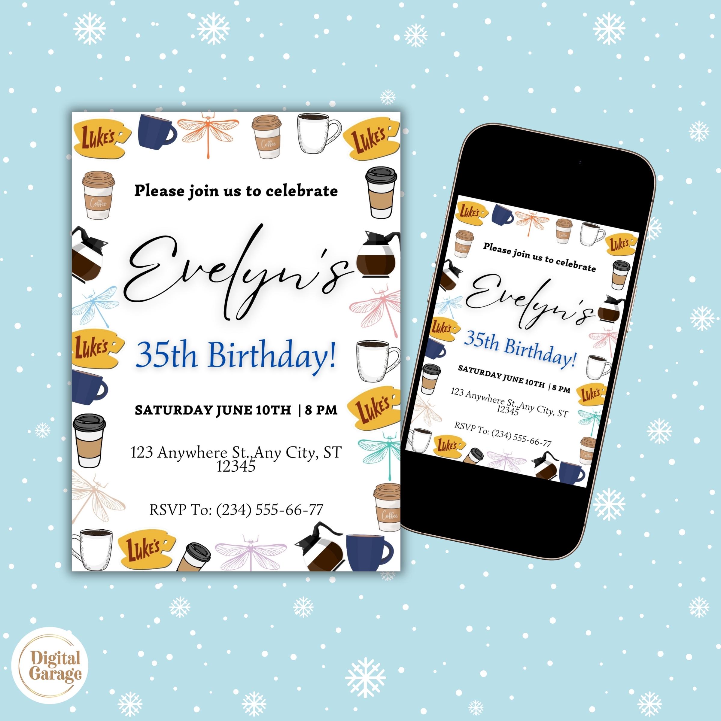 Gilmore Girls Invite. Birthday Invitation. Editable Template, Instant ...