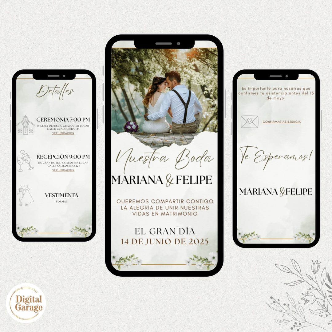 Invitación De Boda Interactiva, Links De Ubicación Y Confirmación De ...