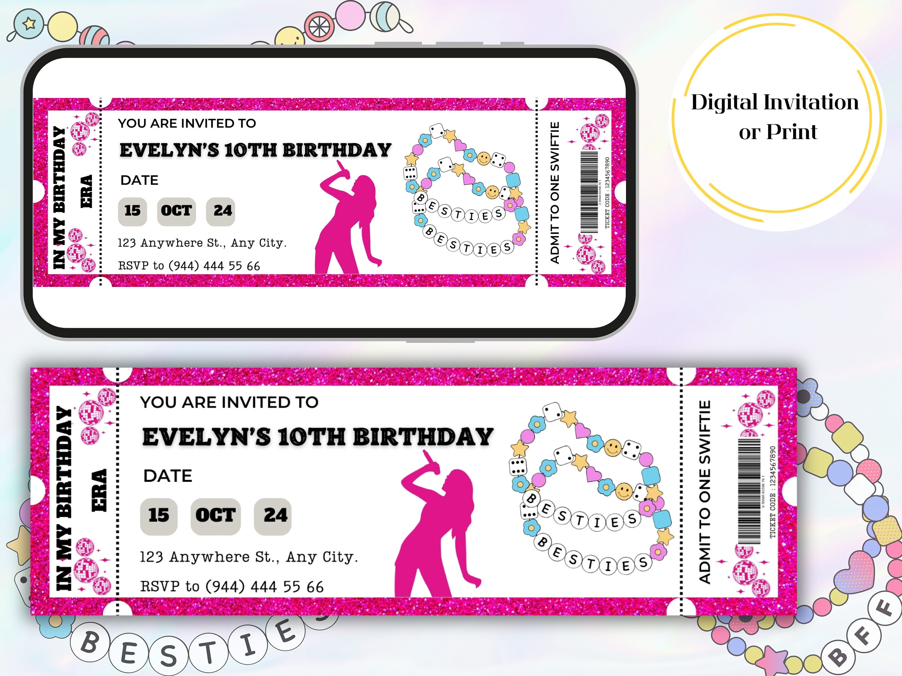 Taylor Swift Ticket Birthday Invite. Swiftie Birthday Invitation ...