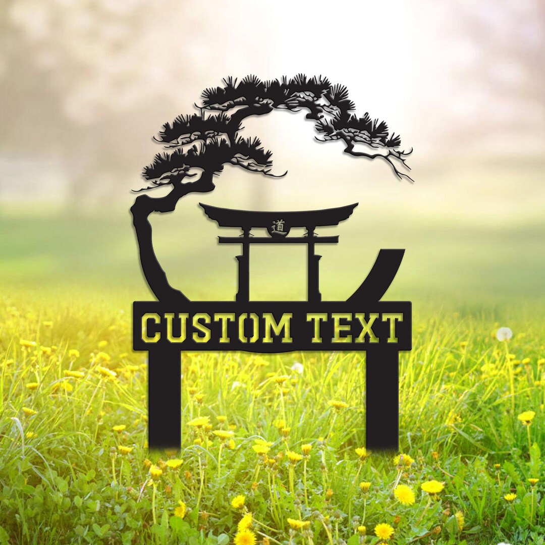 Tori Gate Art Bonsai Tree Metal Wall Art, Tori Gate Metal Sign, Bonsai ...