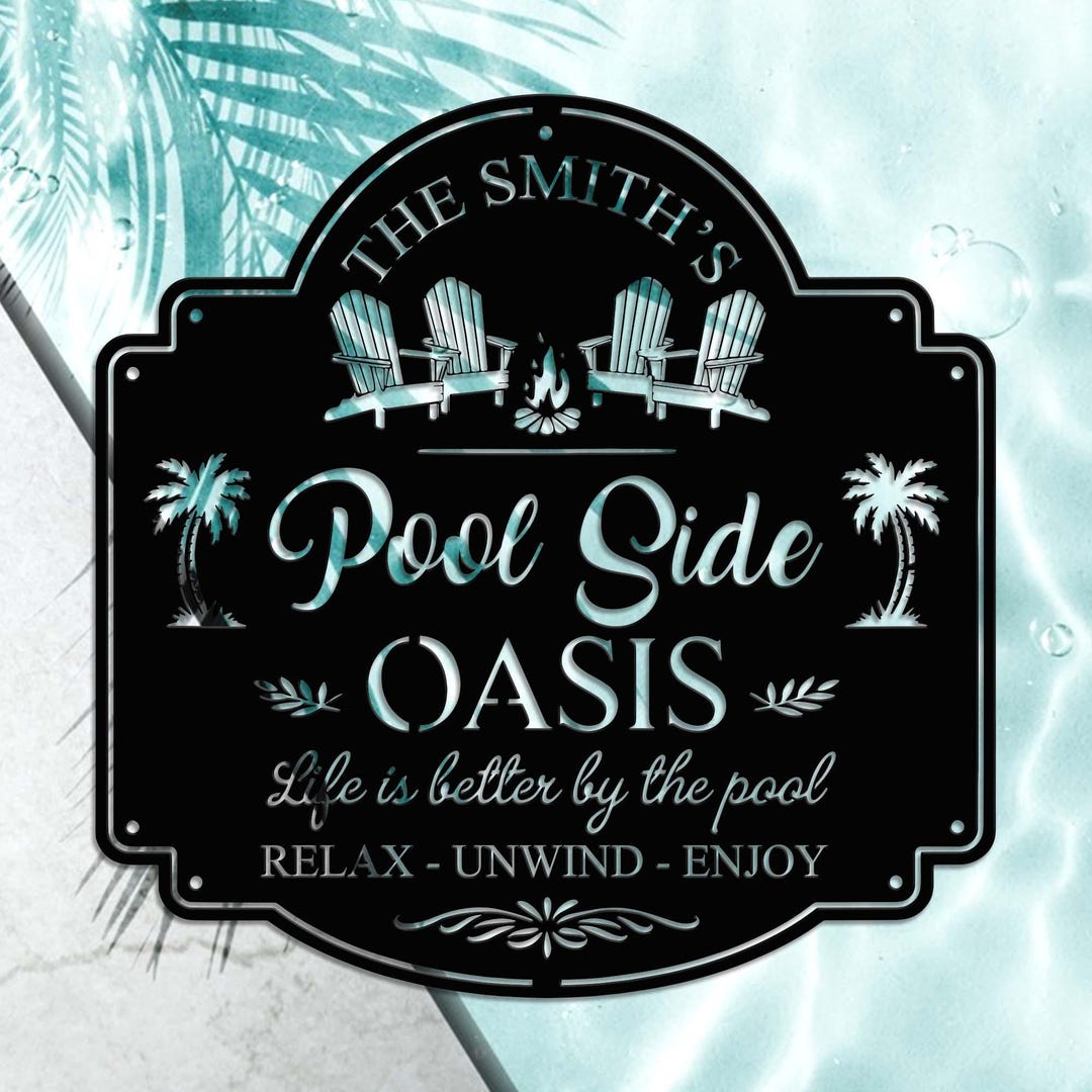 Personalized Metal Poolside Sign Wall, Metal Swimming Pool Sign; Metal ...