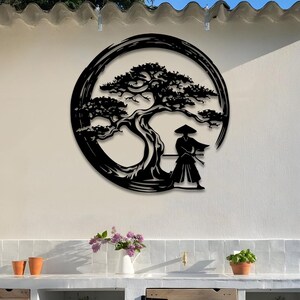 Bonsai Tree Metal Sign Ninja Metal Wall Art LED Lights, Bonsai Tree ...