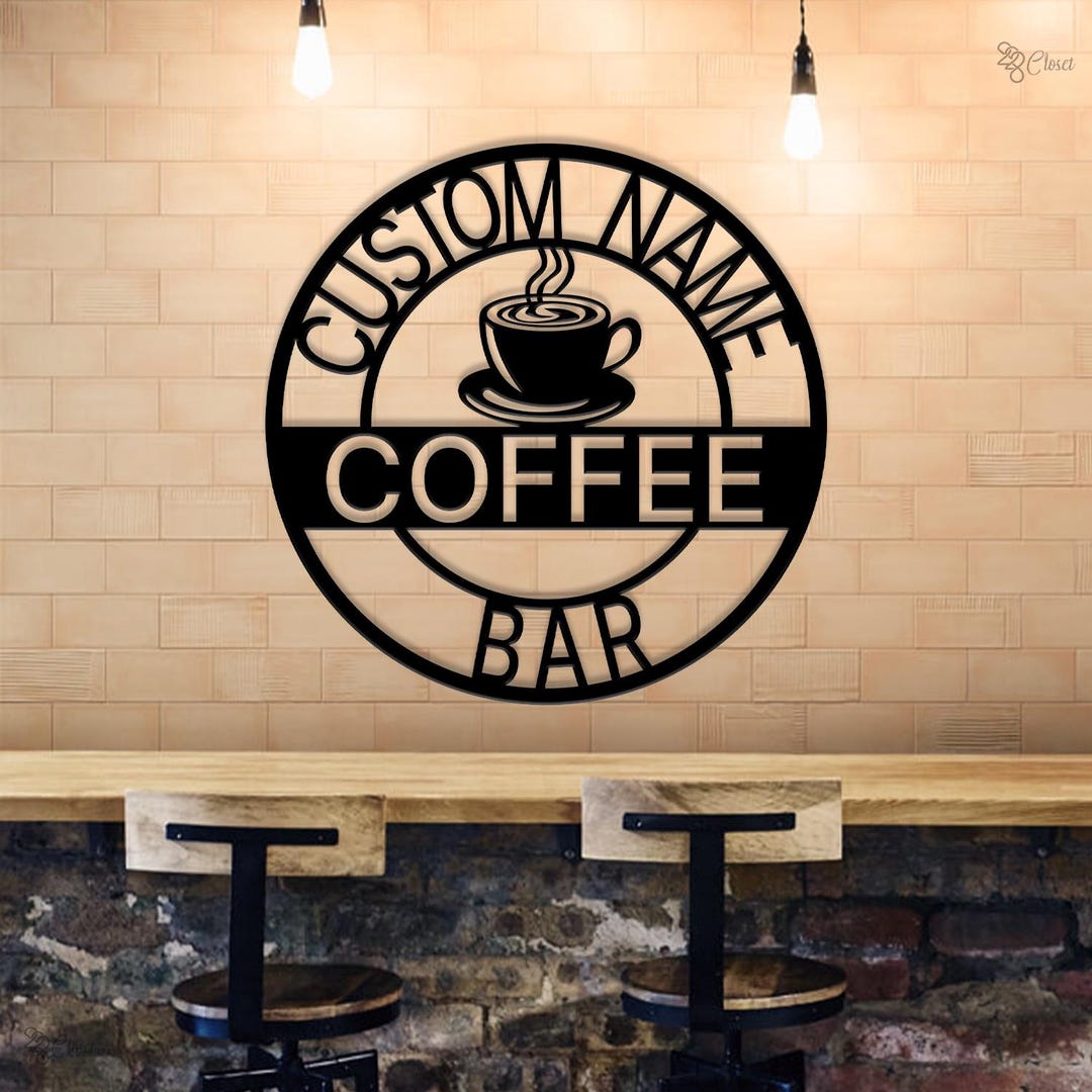 Personalized Coffee Bar Sign for Kitchen | Custom Coffee Decor | Cafe ...
