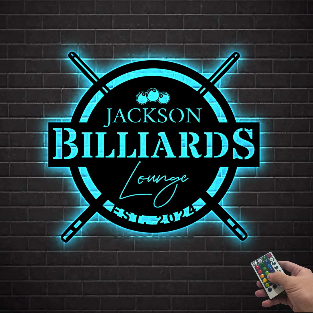Personalized Metal Billiards Sign, Billiards Room Sign, Custom ...