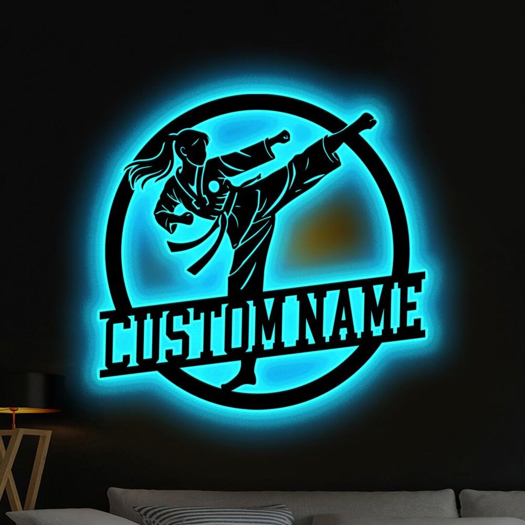 Personalized Girl Karate Metal Sign Led Light,custom Karate Name Sign ...