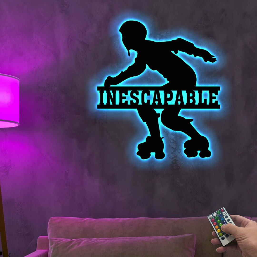 Custom Roller Skates Metal Wall Art Led Light Personalized Roller ...