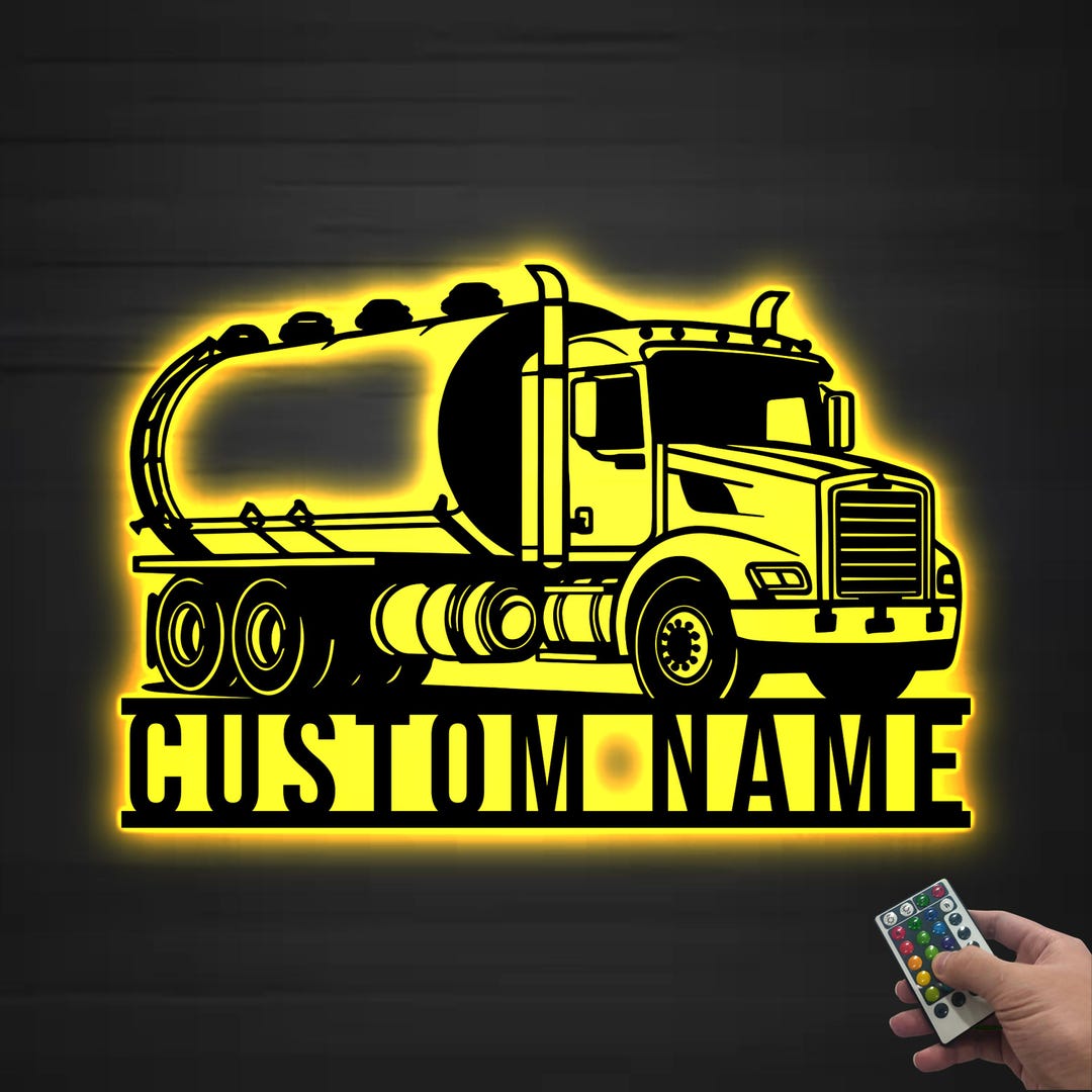 Custom Metal Tank Truck Driver Sign Led Lights, Truck Driver Gift, Tank ...