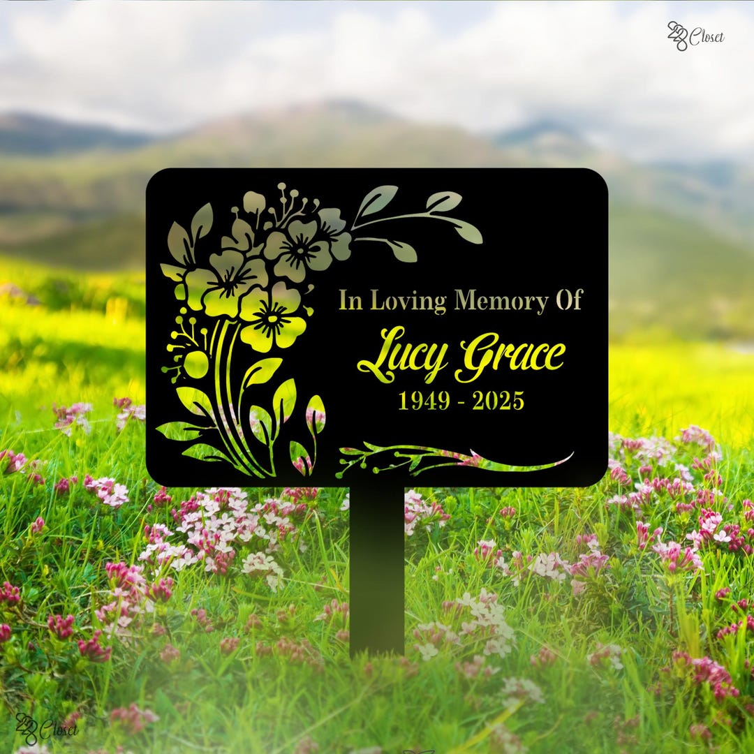 Custom Memorial Garden Sign, Floral Metal Memorial Yard Sign ...