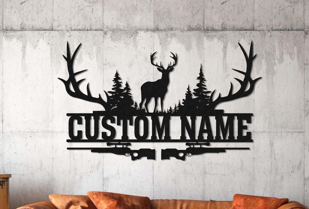 Custom Deer Metal Sign Wall, Outdoor Hanging, Hunter Gift, Family Name ...