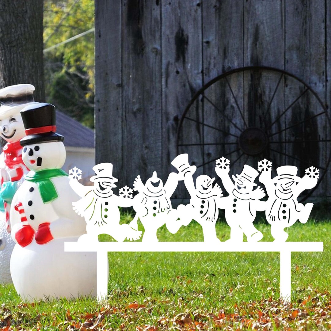 Christmas Snowman Metal Stake, Garden Sign, Christmas Snow Man Metal ...
