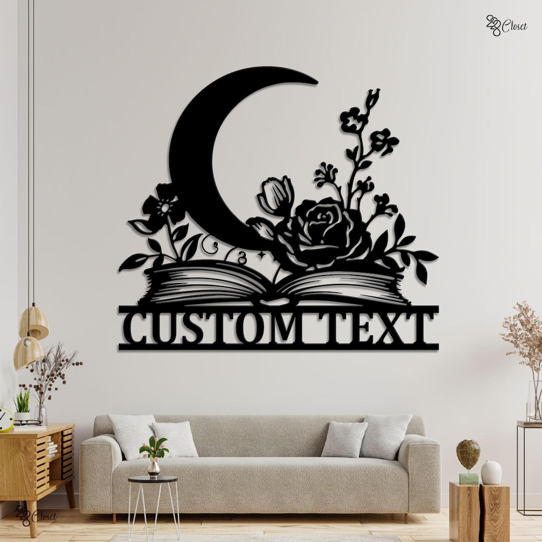 Personalized Book Nook Sign Metal Custom Book Lover Name Metal Sign ...