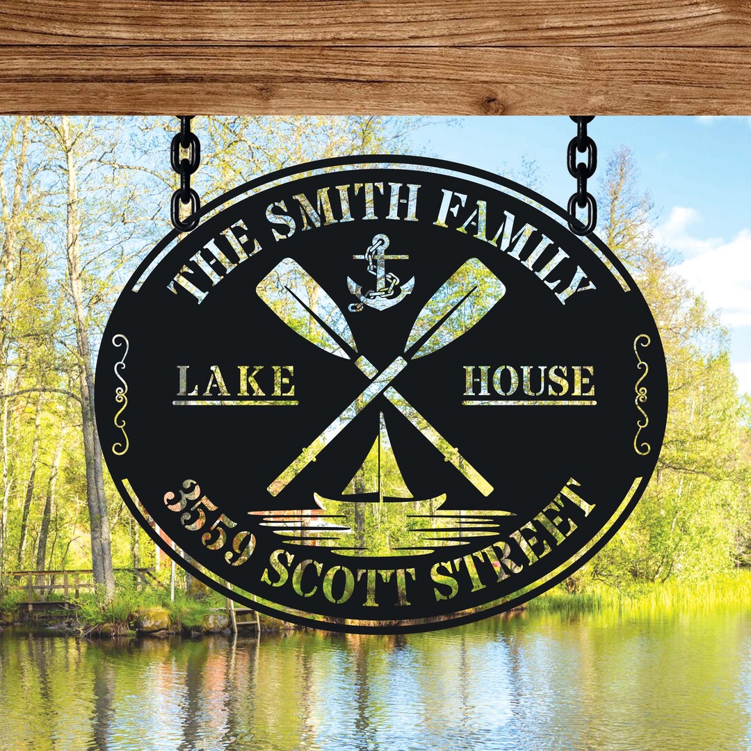 Personalized Lake House Metal Sign, Family Lake House Sign, Lakehouse ...