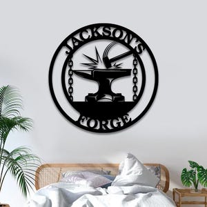 Custom Home Forge Sign Blacksmith Sign Iron Anvil & Hammer Forge Metal ...