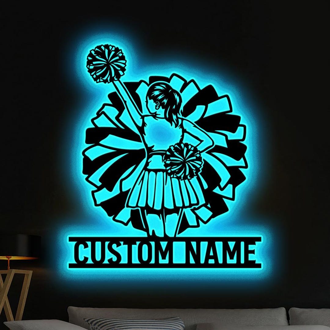 Customized Cheerleading Metal Wall Art LED Lights, Cheerleading Lover ...