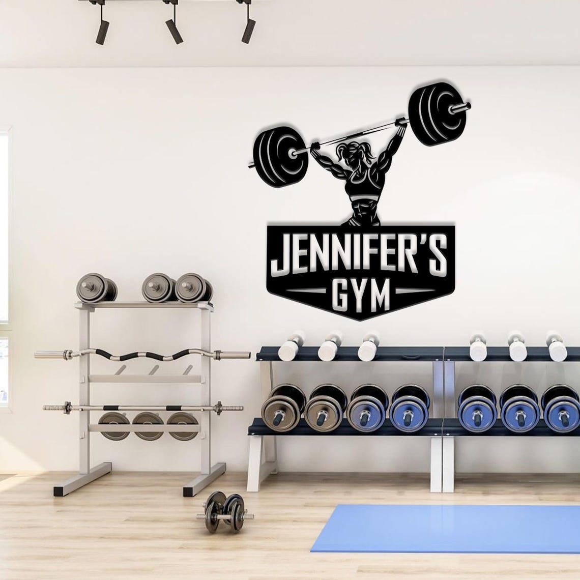 Custom Gym Metal Sign Wall Art, Powerlifting Metal Wall Art ...