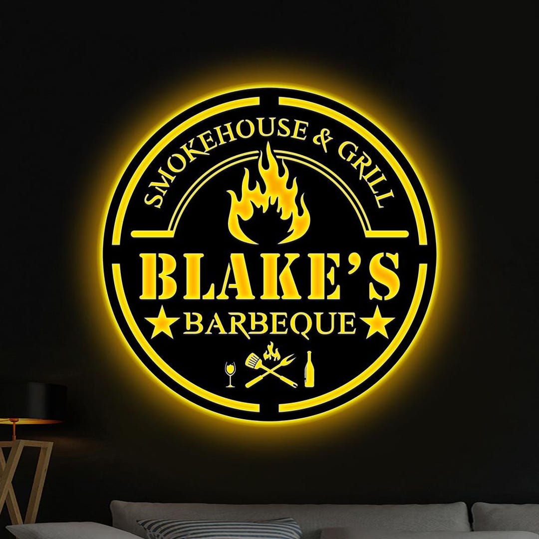 Custom Barbeque Metal Wall Art, Personalized BBQ Metal Sign, Smokehouse ...
