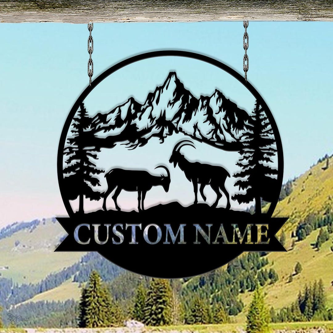 Personalized Goat Farm Sign, Metal Goat Mountain Sign, Goat Ranch Metal ...
