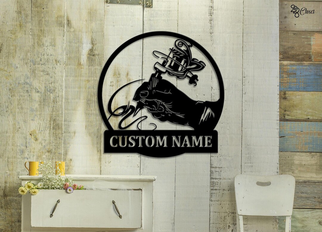 Personalized Tattoo Artist Metal Sign Wall Art, Personalized Tattoo ...