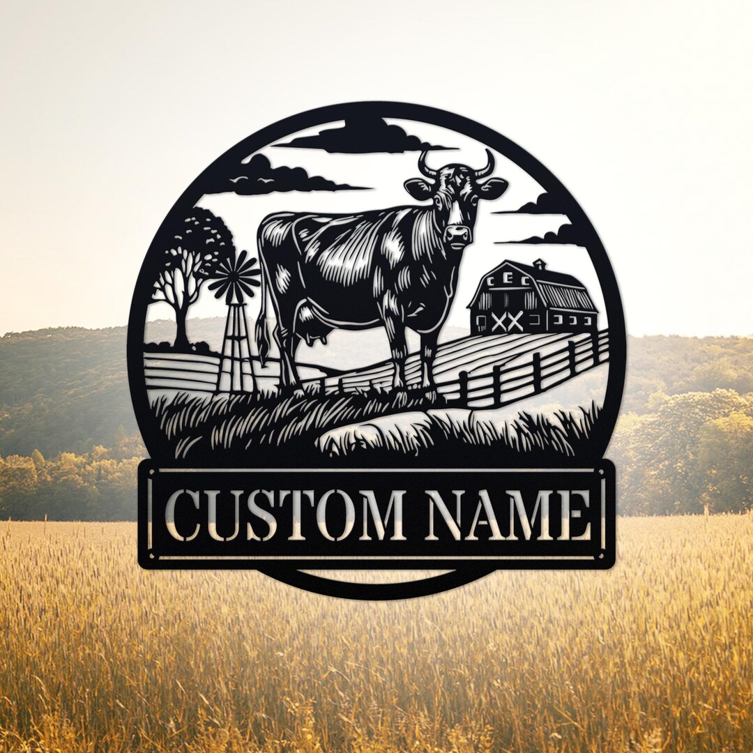 Custom Cow Cattle Farm Metal Sign, Cow Metal Wall Art, Cow Ranch Decor ...