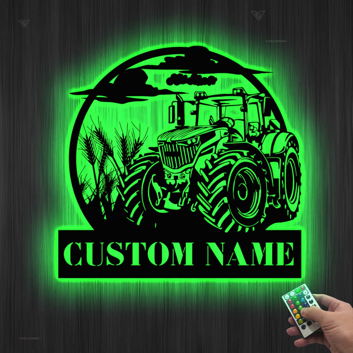 Custom Farm Sign Tractor Metal Wall Art LED Light Personalized Tractor ...