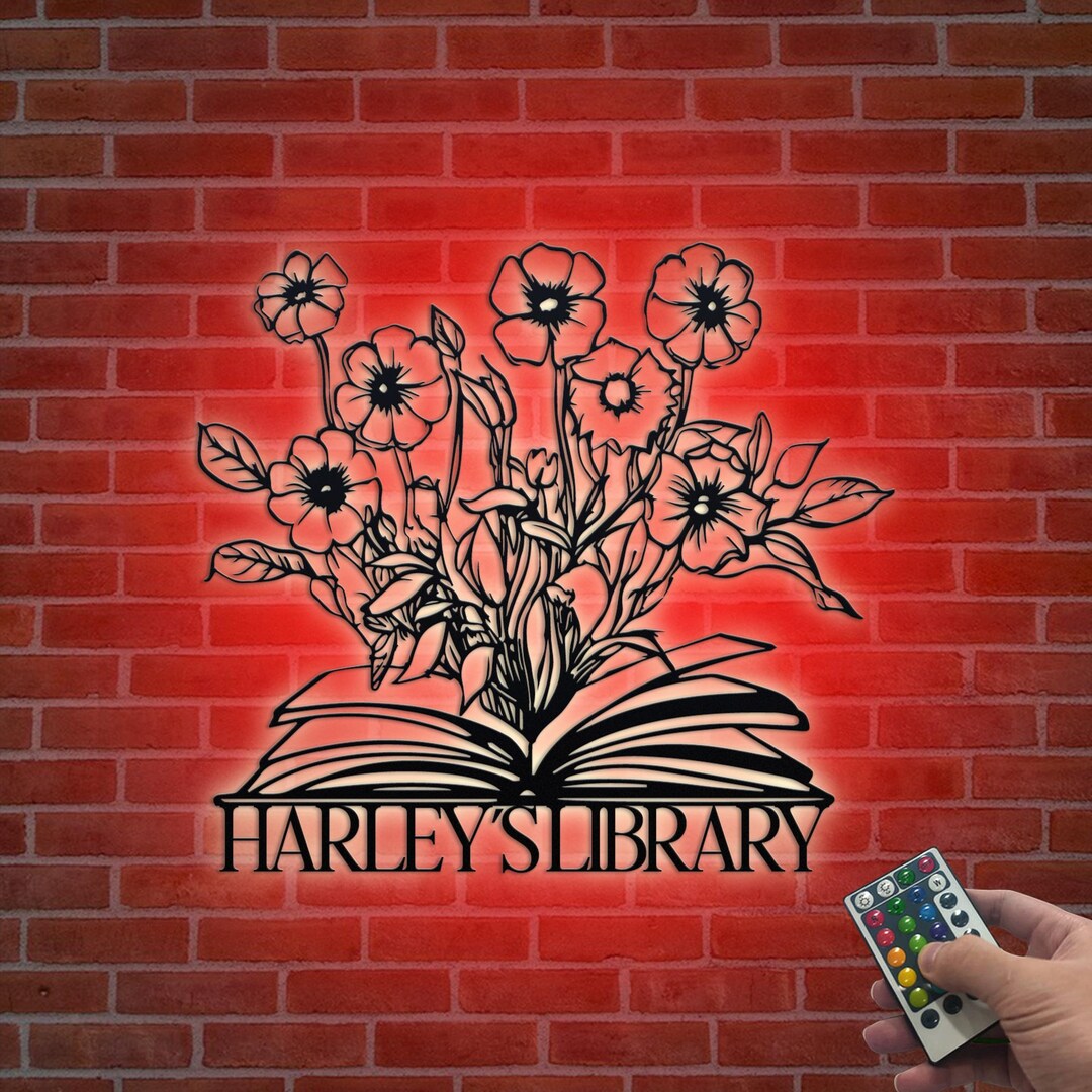 Personalized Bookshelf Metal Sign,book Metal Wall Art,library Sign ...