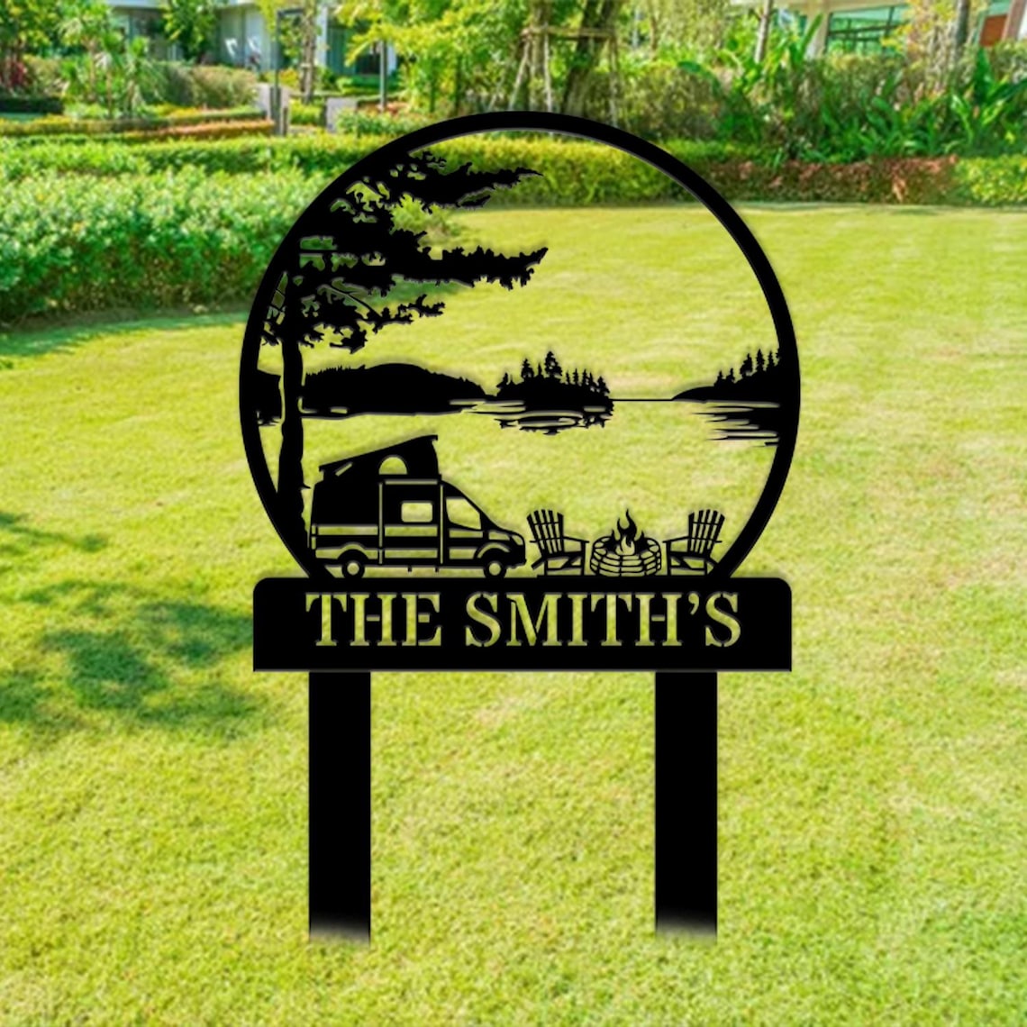 Personalized Your Own Camping Sign, Metal Campsite Stake, Camper Decor ...