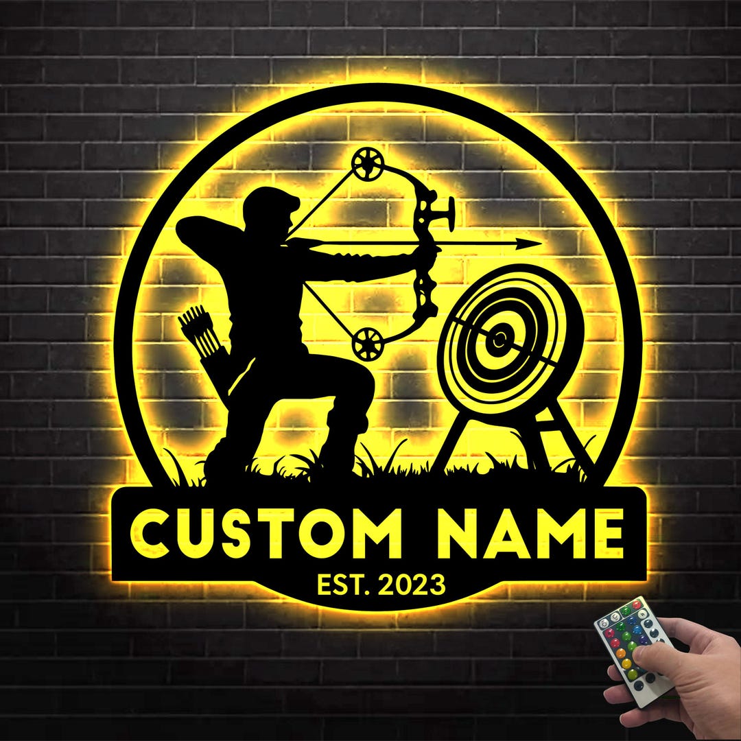 Custom Archery Metal Sign Led Lights, Archery Metal Wall Art, Archer ...