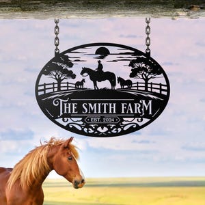 Custom Horse Farm Metal Sign, Horse Ranch Sign, Horses Metal Sign ...