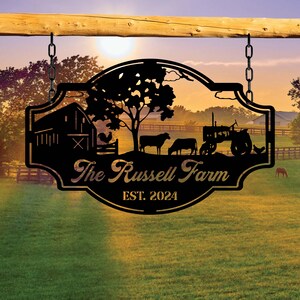 Personalized Metal Barn Sign, Metal Cow Farm Sign Farm Name Sign ...